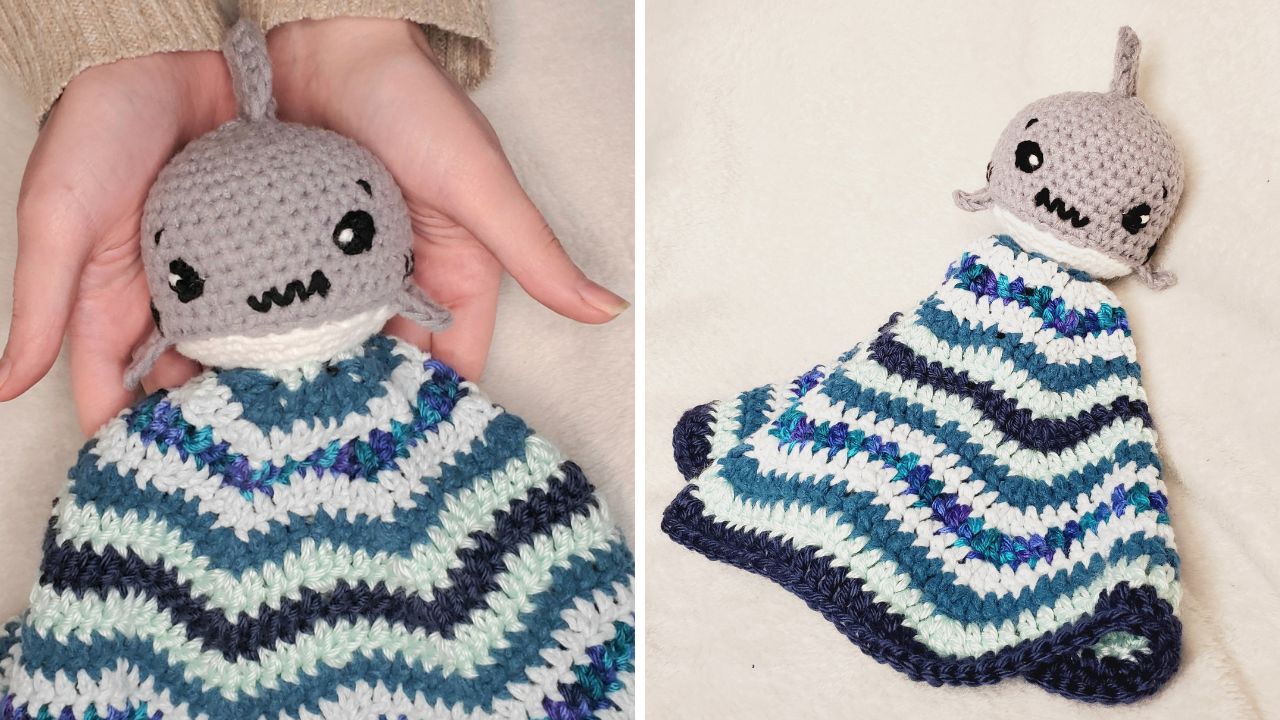 Little Crochet Shark Lovey Blanket - Free Pattern - Littlejohn's Yarn