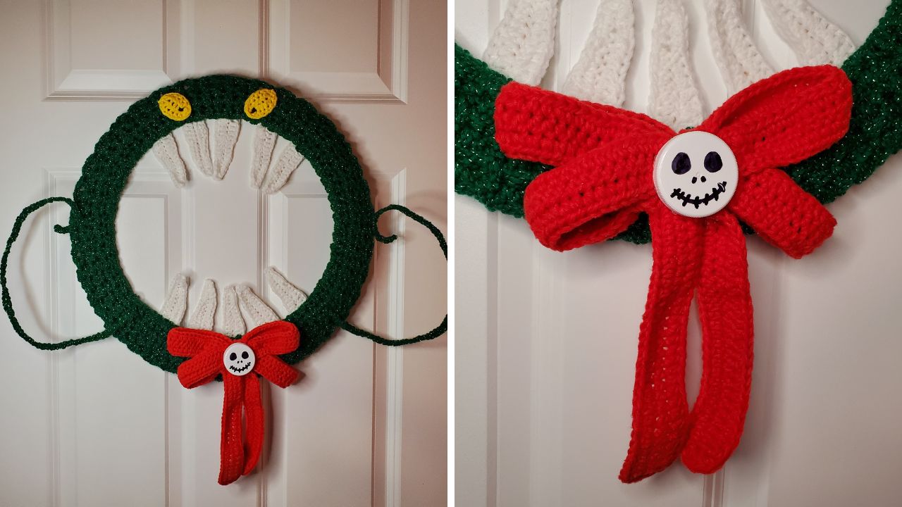 Crochet Nightmare Christmas Wreath Free Pattern - Littlejohn's Yarn